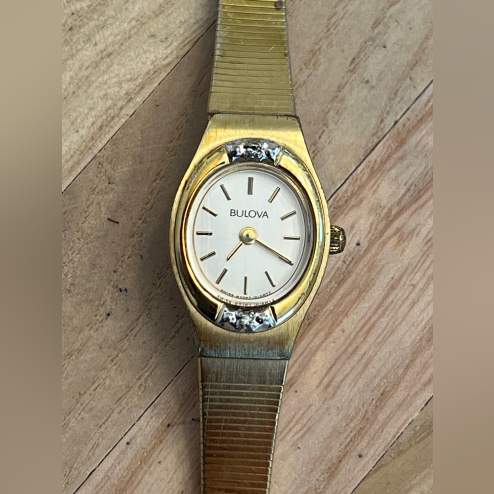 Bulova Ladies Watch Vintage Genuine Diamonds Gold Sto… - Gem
